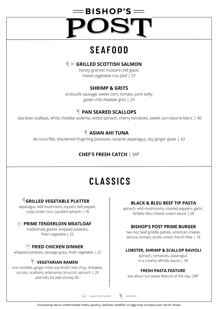 Menu - Bishops Post - American Style Restaurant Chesterfield, MO