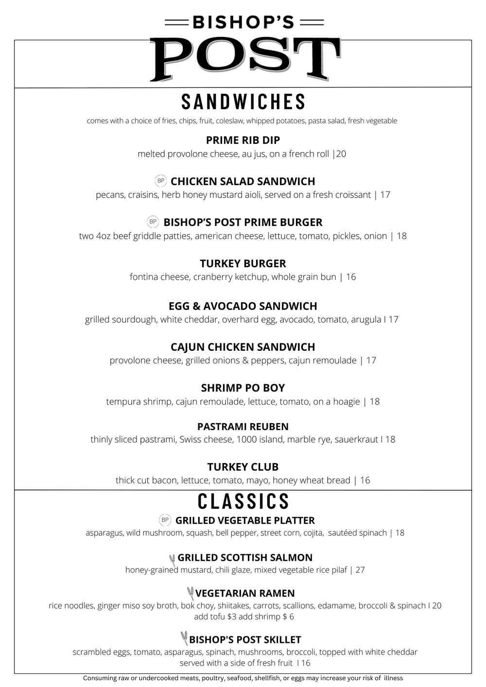 Menu - Bishops Post - American Style Restaurant Chesterfield, MO