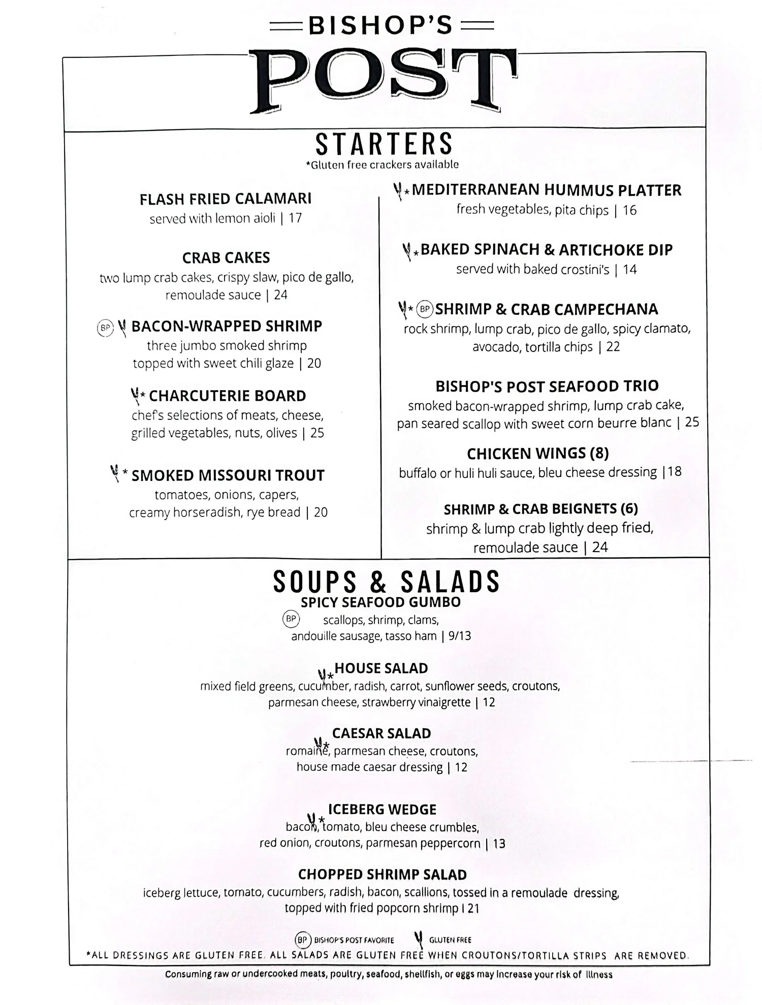 Menu - Bishops Post - American Style Restaurant Chesterfield, MO