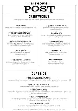 Menu - Bishops Post - American Style Restaurant Chesterfield, MO