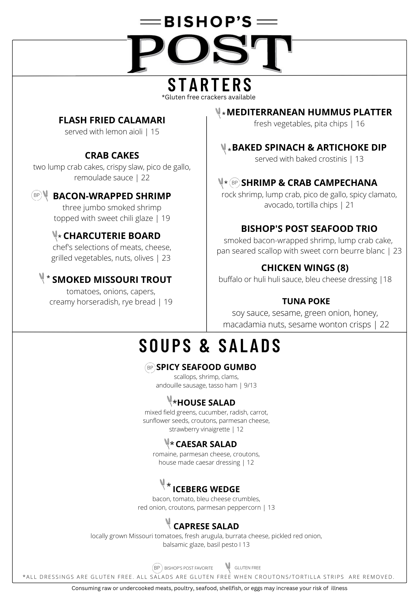 Menu - Bishops Post - American Style Restaurant Chesterfield, MO