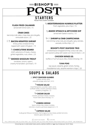 Menu - Bishops Post - American Style Restaurant Chesterfield, MO