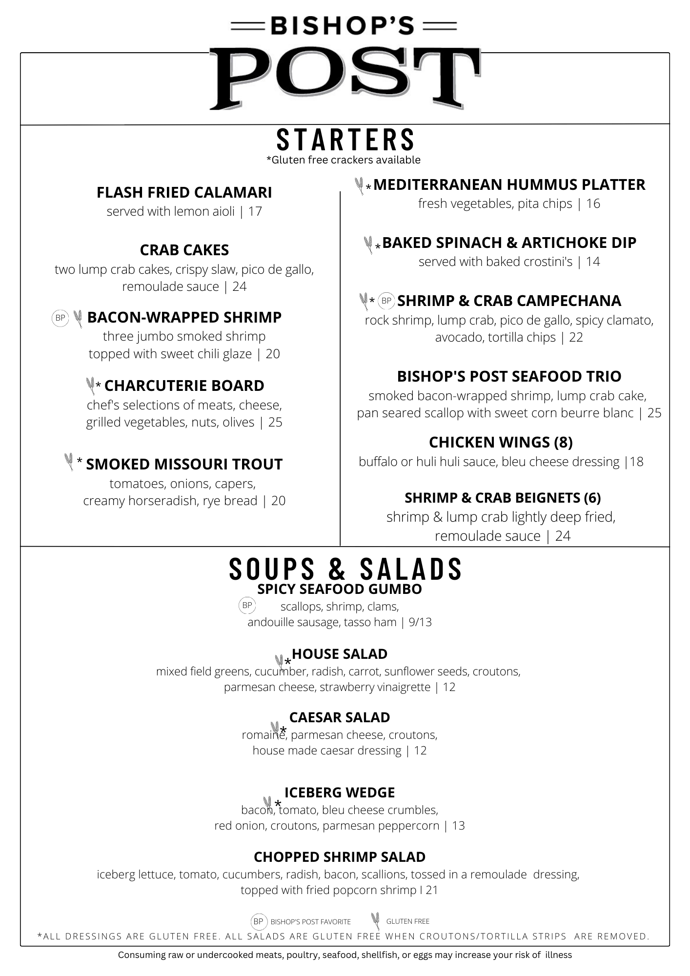 Menu - Bishops Post - American Style Restaurant Chesterfield, MO