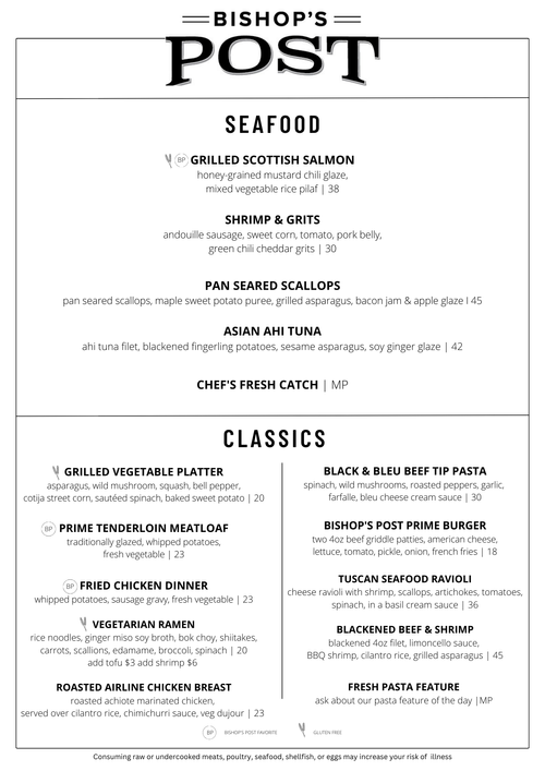 Menu - Bishops Post - American Style Restaurant Chesterfield, MO