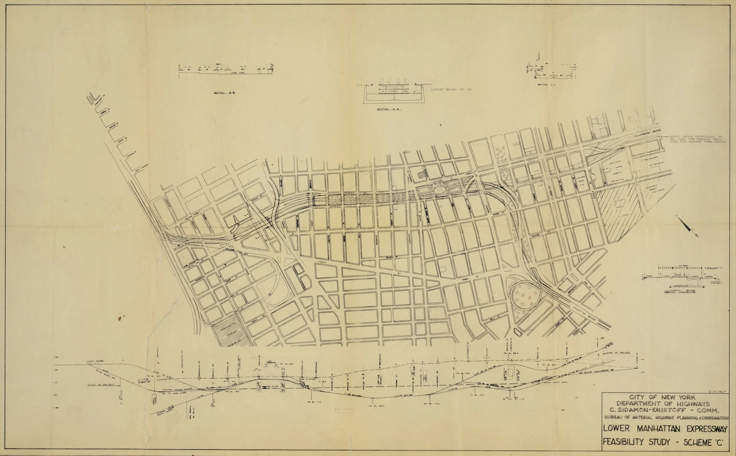 Lower Manhattan Expressway Map (1967) — NYC URBANISM