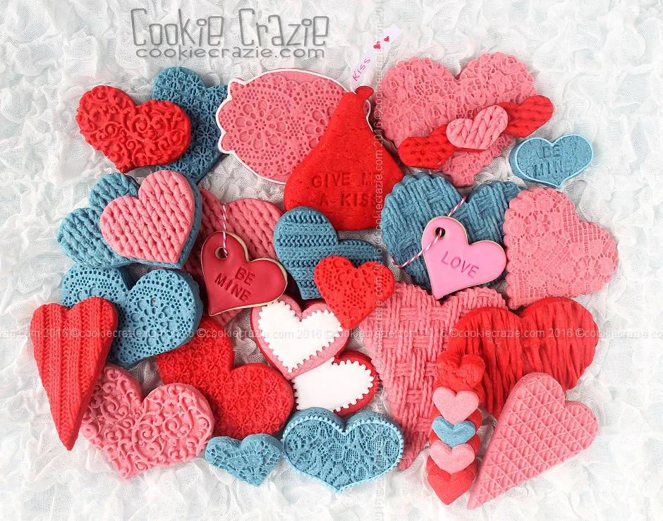 Textured Colored Dough Valentines Decorated Cookie Collection ...