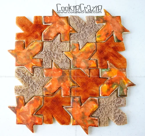 Autumn Leaf Textured Patchwork Quilt Decorated Cookie Collection ...
