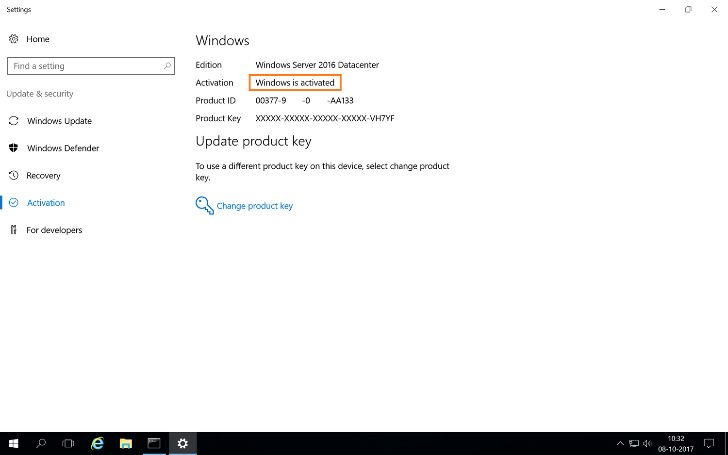 Activate Windows Server 2016 Datacenter using valid Product Key — DSKOLI
