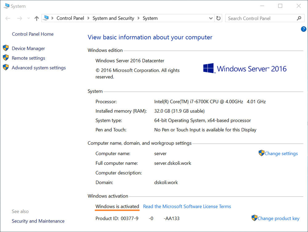 Activate Windows Server 2016 Datacenter using valid Product Key — DSKOLI