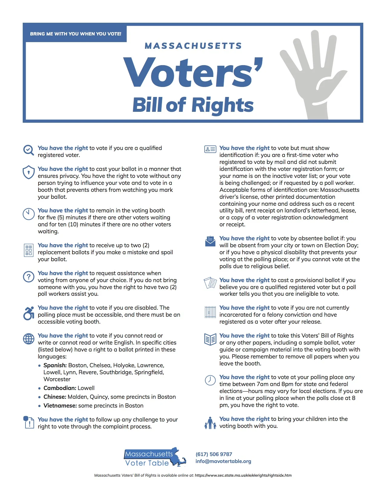Know Your Rights! — MA Voter Table
