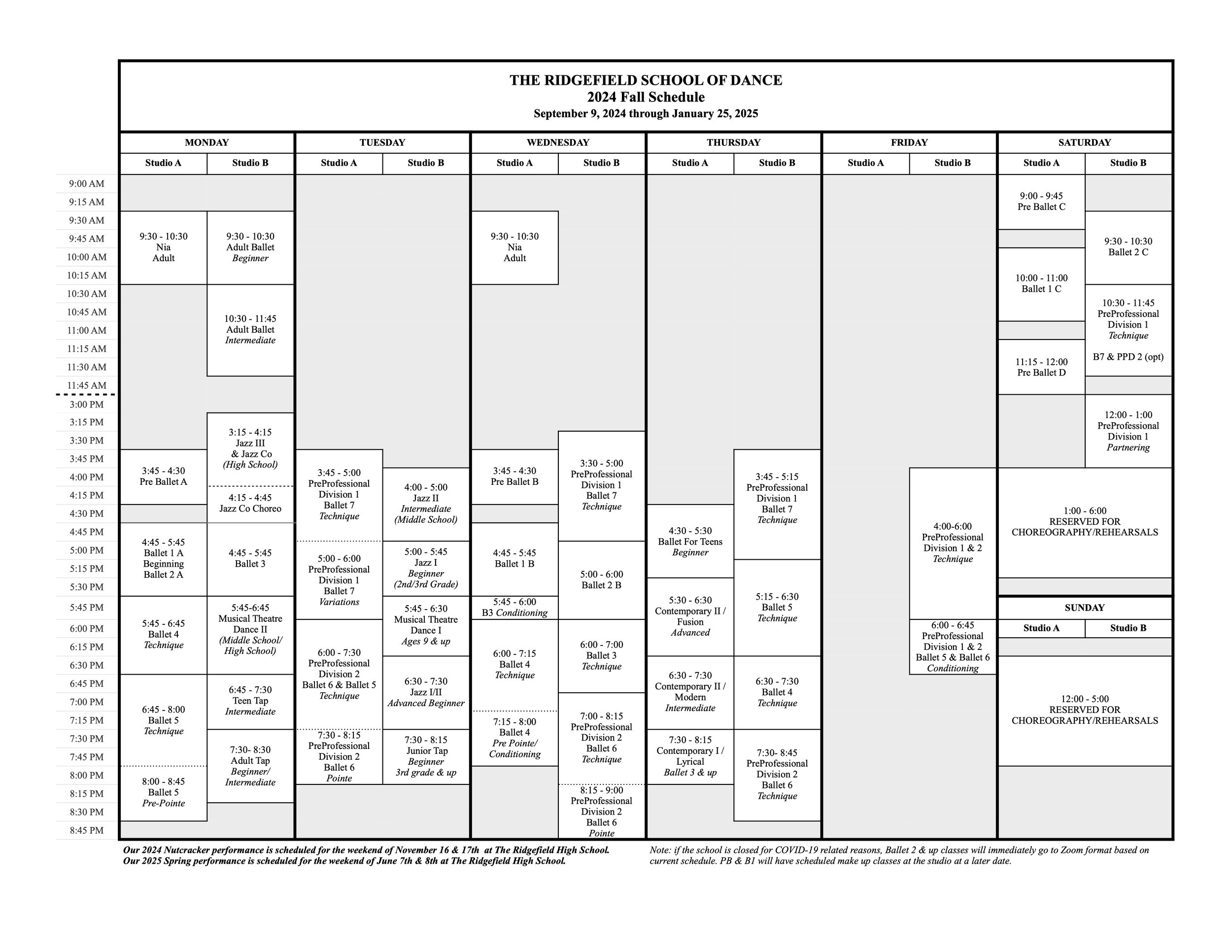 Calendar — The Ridgefield School of Dance