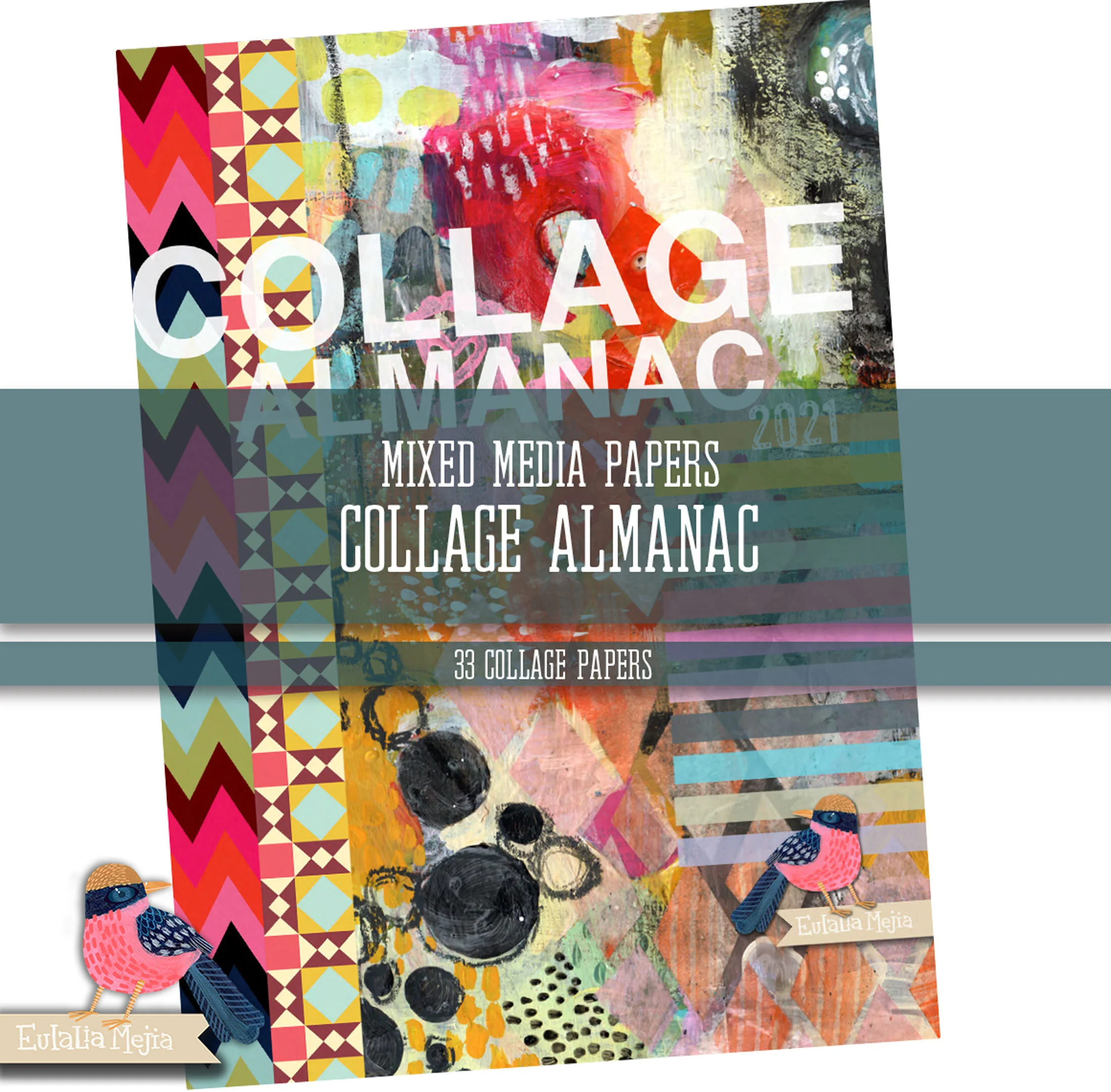The Collage Almanac is a 36 page ebook full of colorful collage papers ...