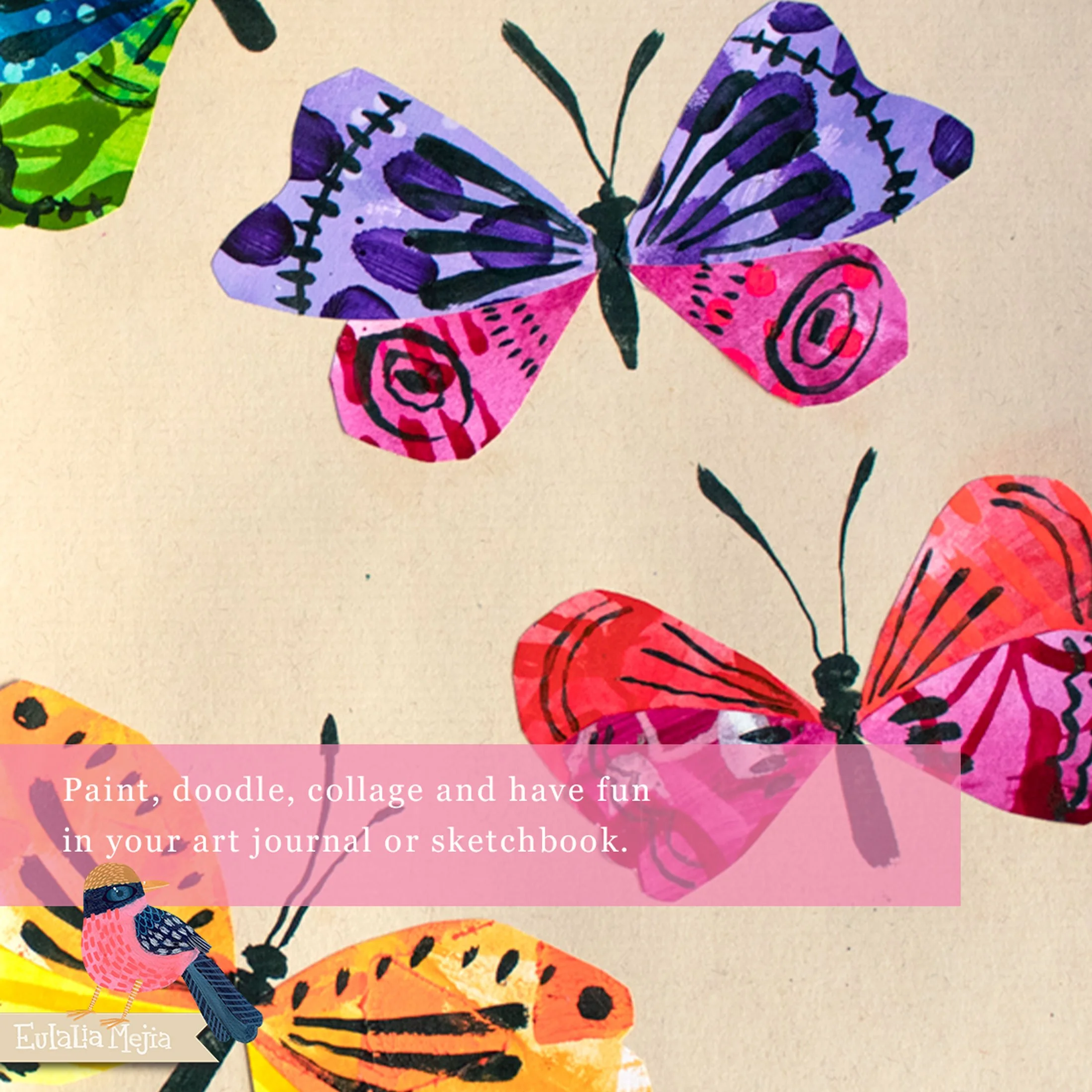 Collaged mixedmedia butterflies · Eulalia Mejia. Illustration. Design ...