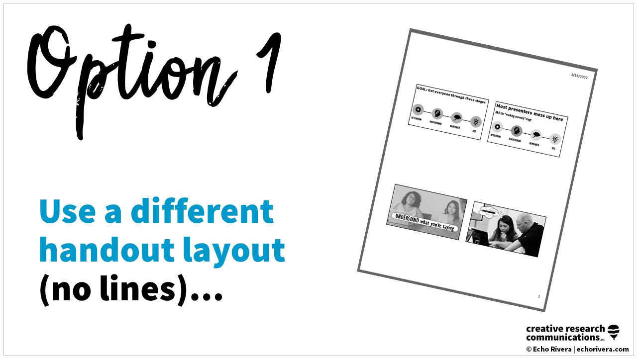 How to create effective presentation handouts for class lectures, conference presentations, and ...