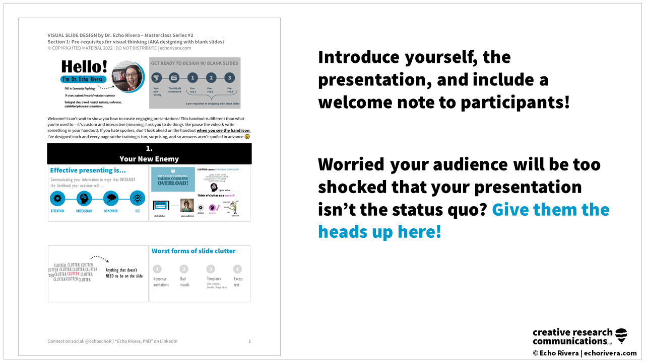 How to create effective presentation handouts for class lectures, conference presentations, and ...