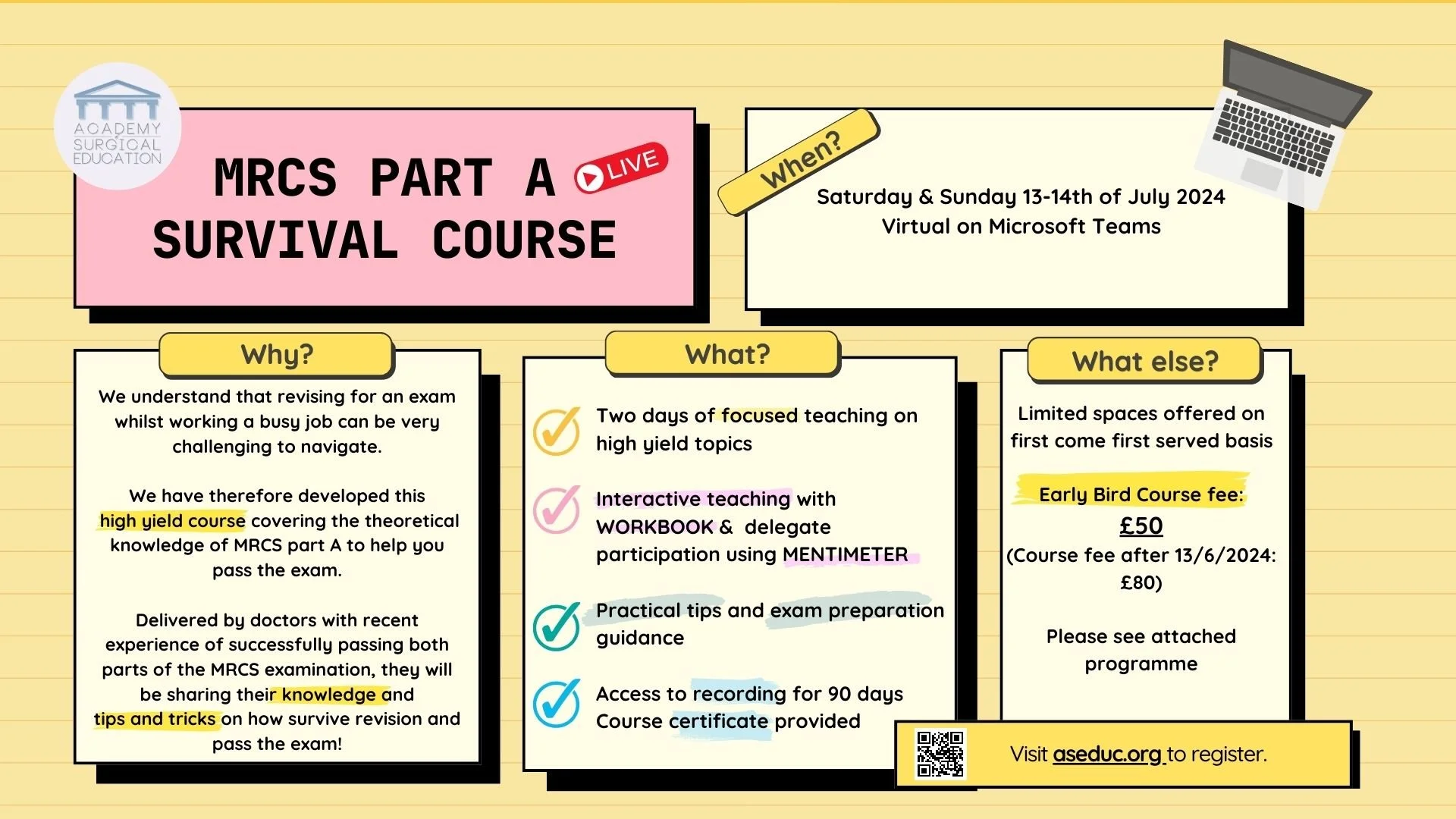 MRCS PART A SURVIVAL COURSE — Academy of Surgical Education