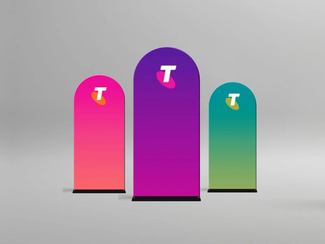 Slim Round Trade Show Display in Sydney — Popup Media Walls