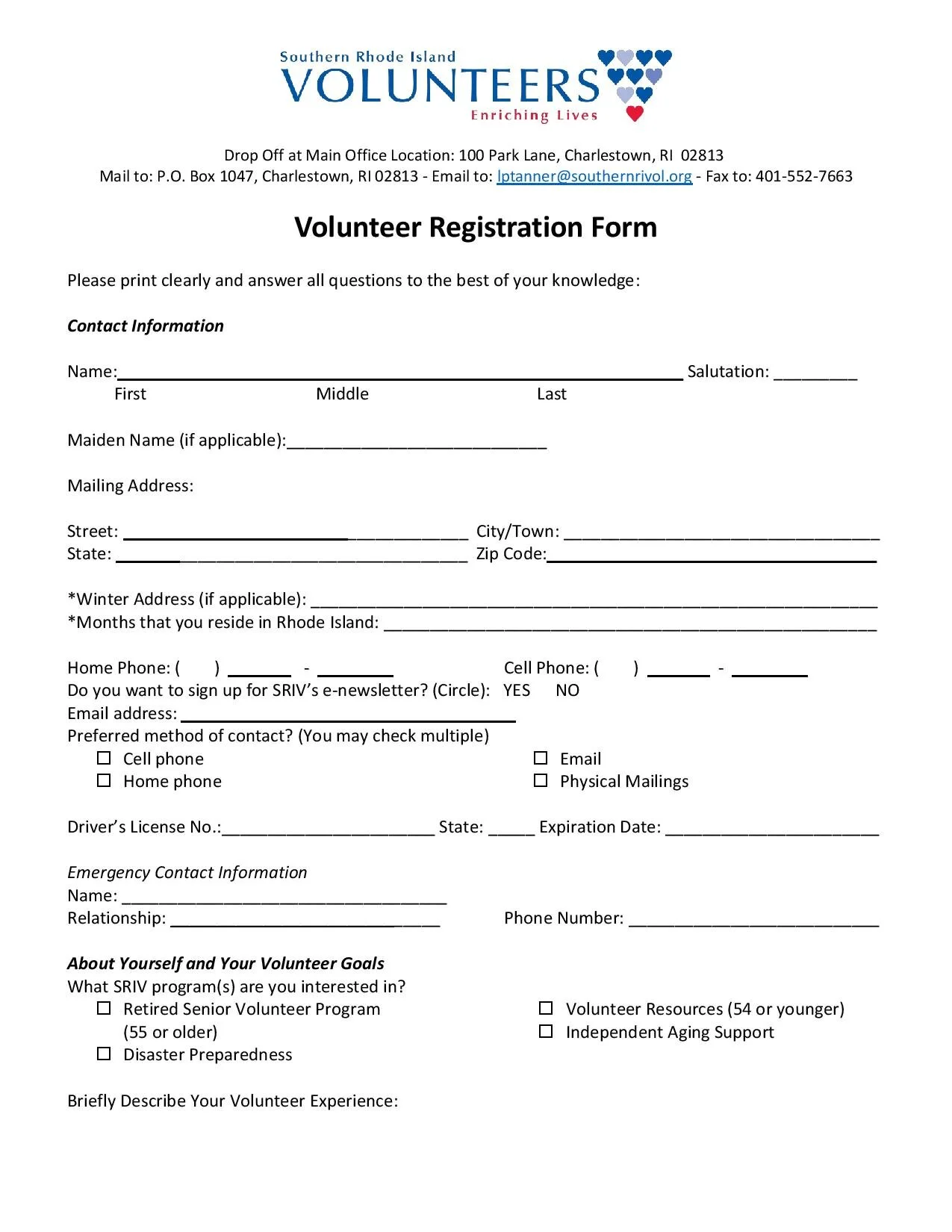 Southern Rhode Island Volunteers +|Register