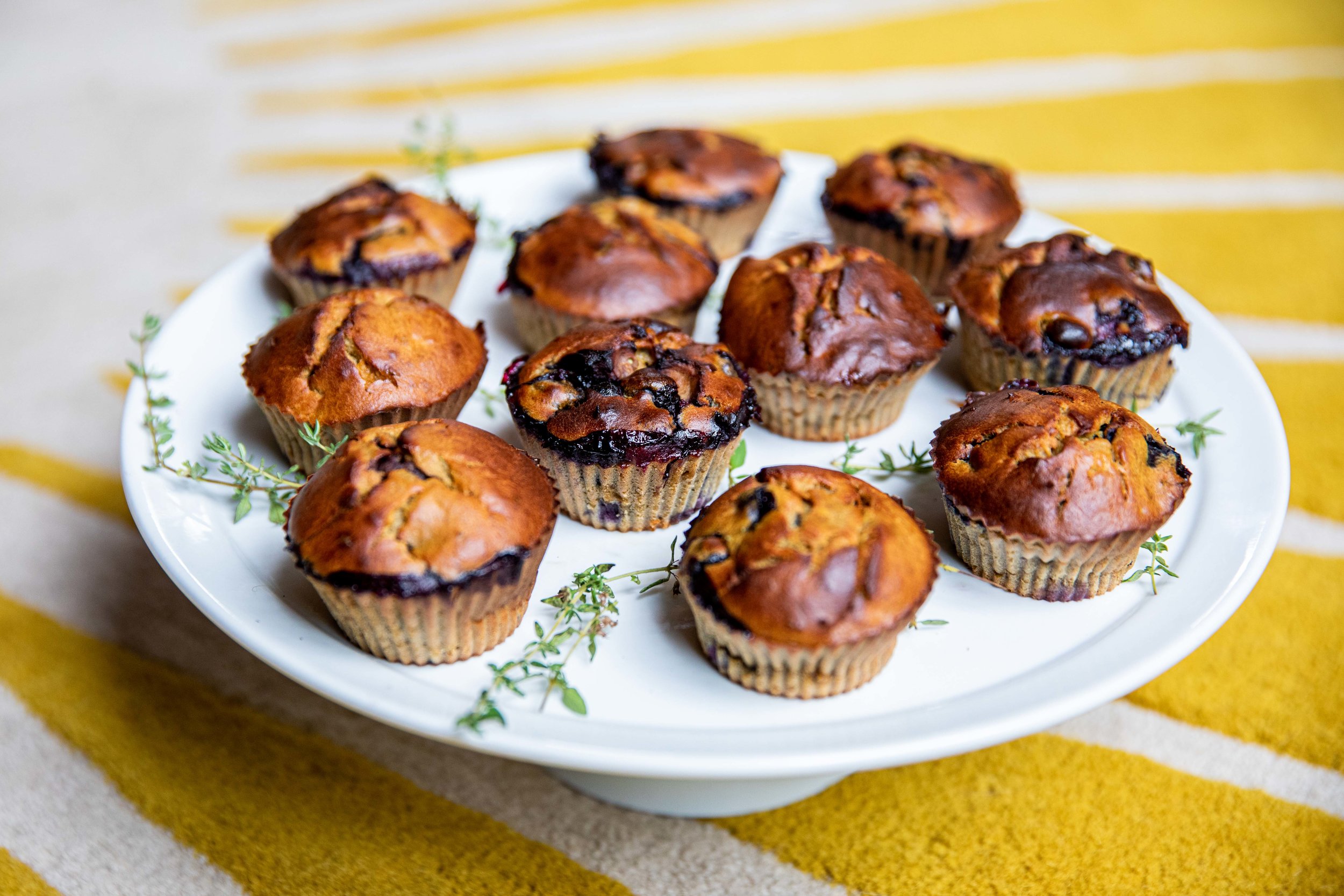 ‘HERBY GOES BANANAS’ MUFFINS WITH BLUEBERRIES AND THYME — Jasmine Hemsley