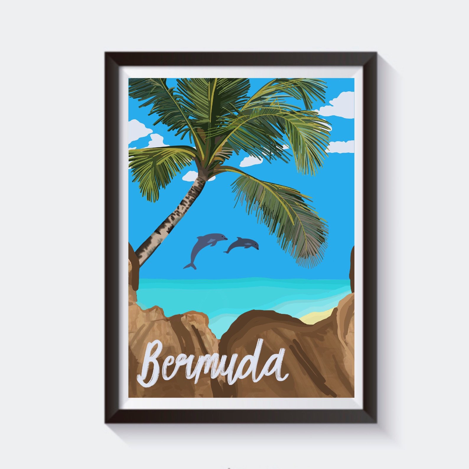 Bermuda Caribbean Travel Poster — 2 Sisters Design