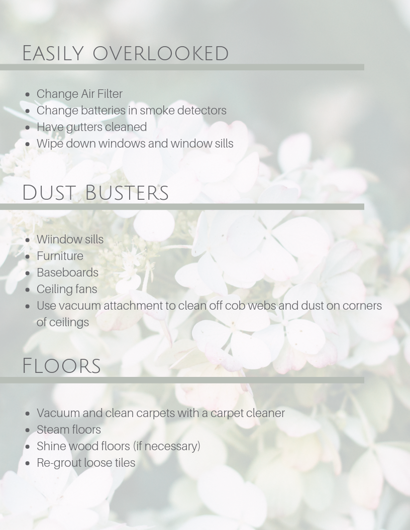 Spring Cleaning Cheat Sheet — Skeen Concepts