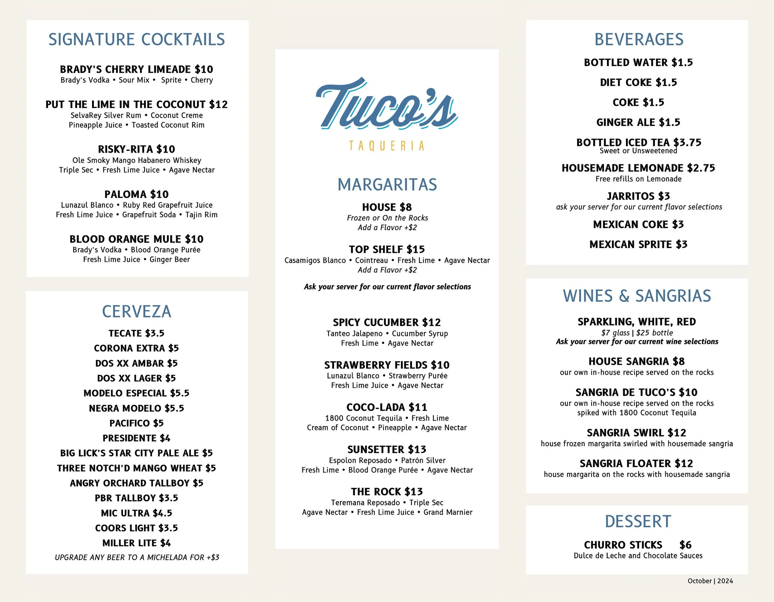 Main Menu — Tuco's Taqueria Garaje