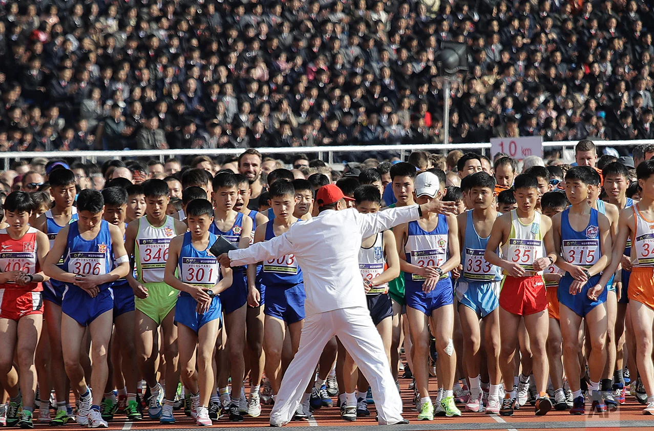 Foreigners crowd Pyongyang streets for marathon — AP Images Spotlight