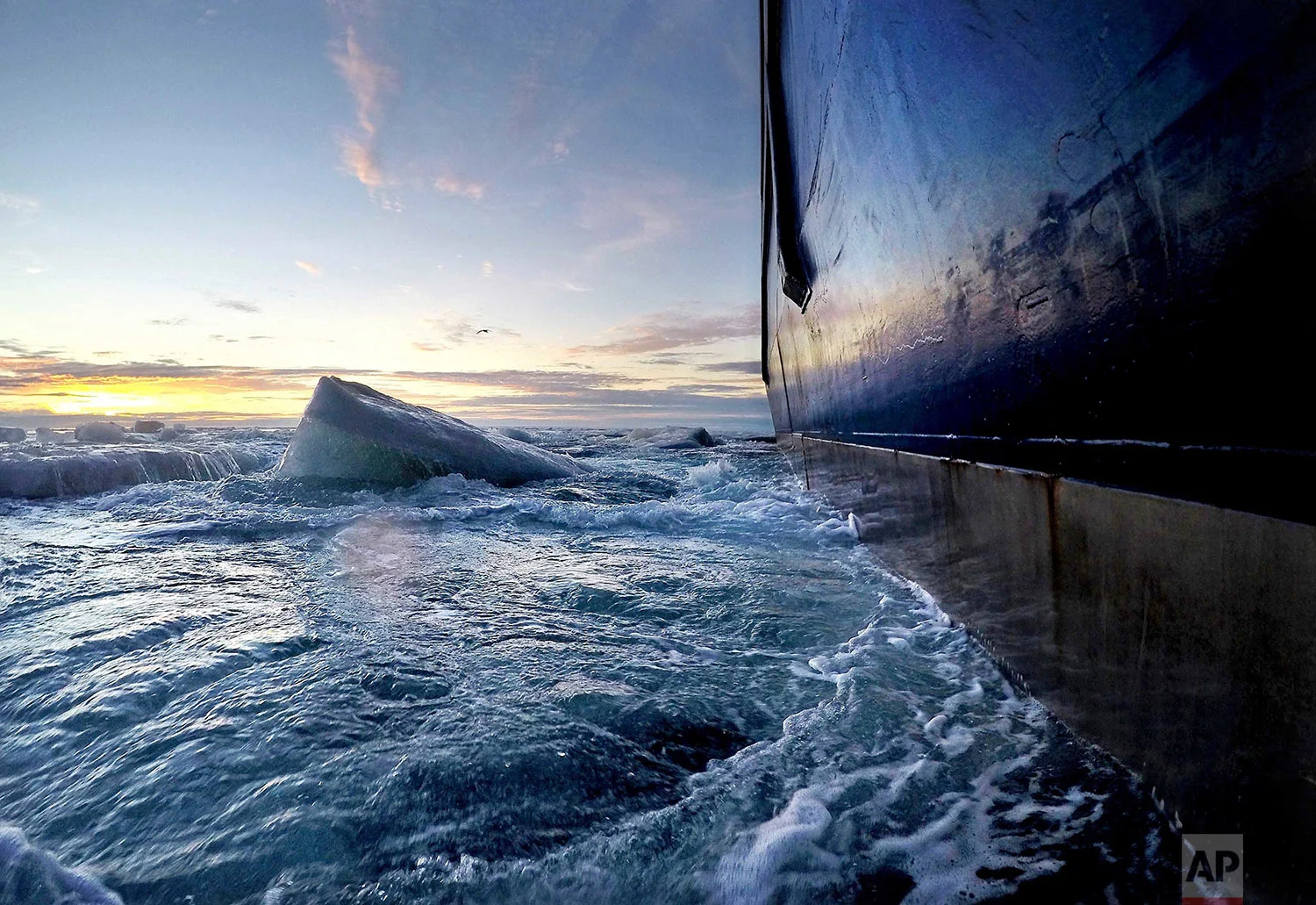 Icebreaker leaves jagged, beautiful Arctic icescapes — AP Images Spotlight