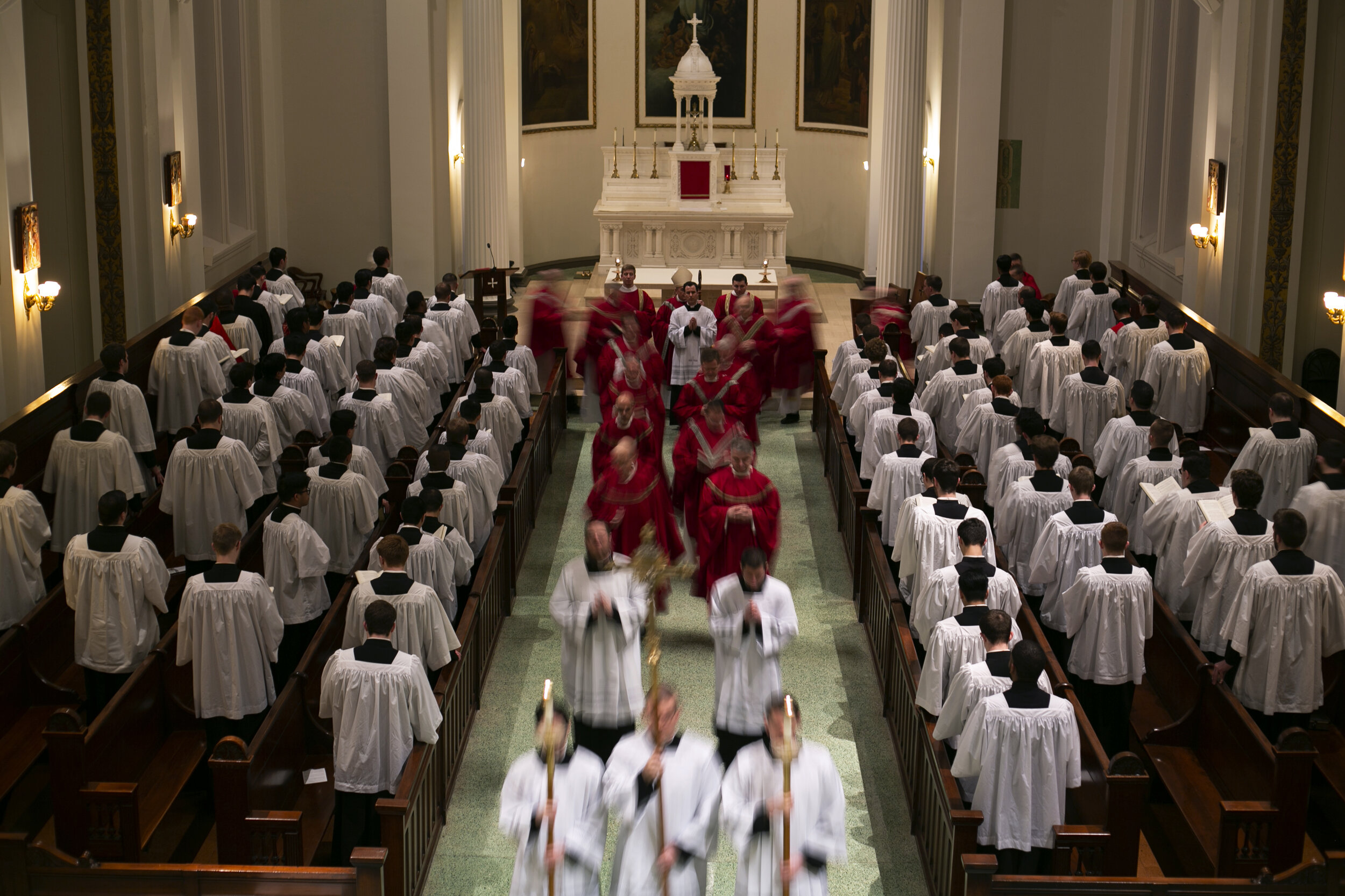 At a Catholic seminary in Montgomery County, priests-in-training hold ...