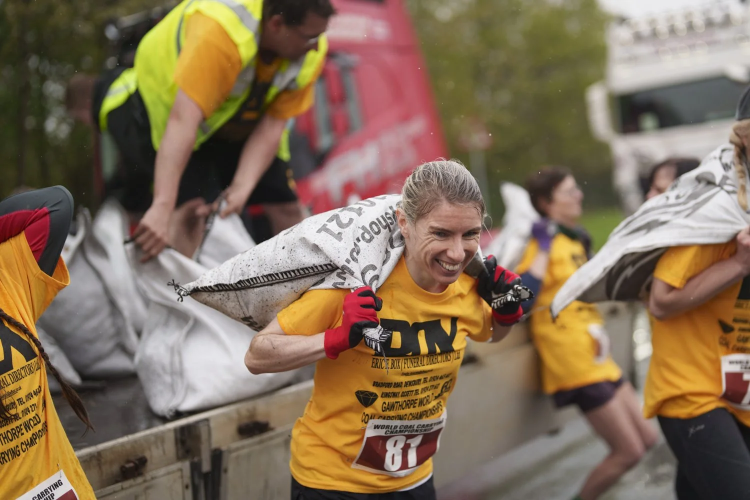 Contestants haul heavy sacks of coal in unusual Yorkshire tradition ...