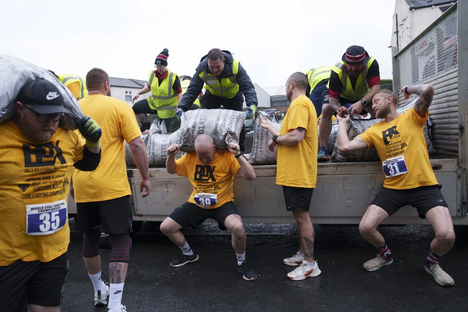 Contestants haul heavy sacks of coal in unusual Yorkshire tradition ...