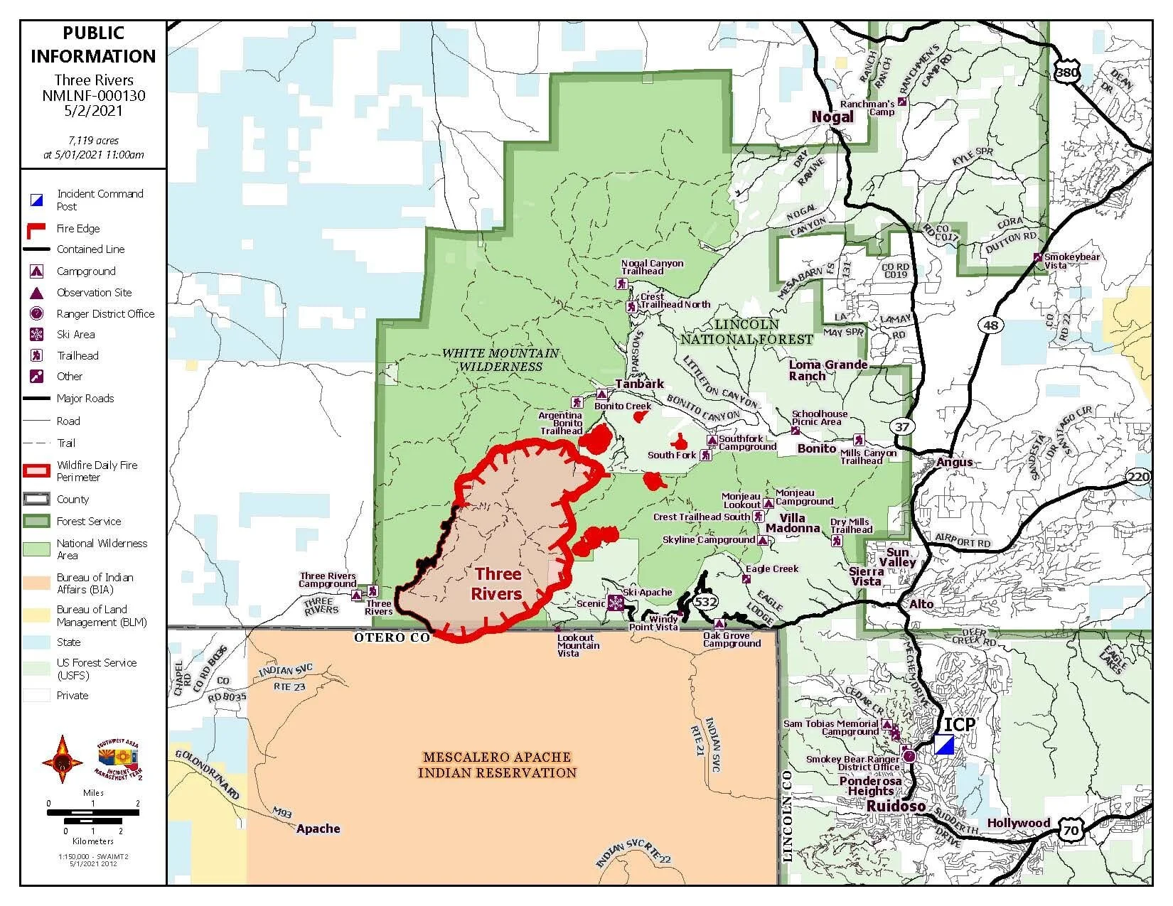 Three Rivers Fire Update May 2 2021 Ruidoso NM gov Municipal