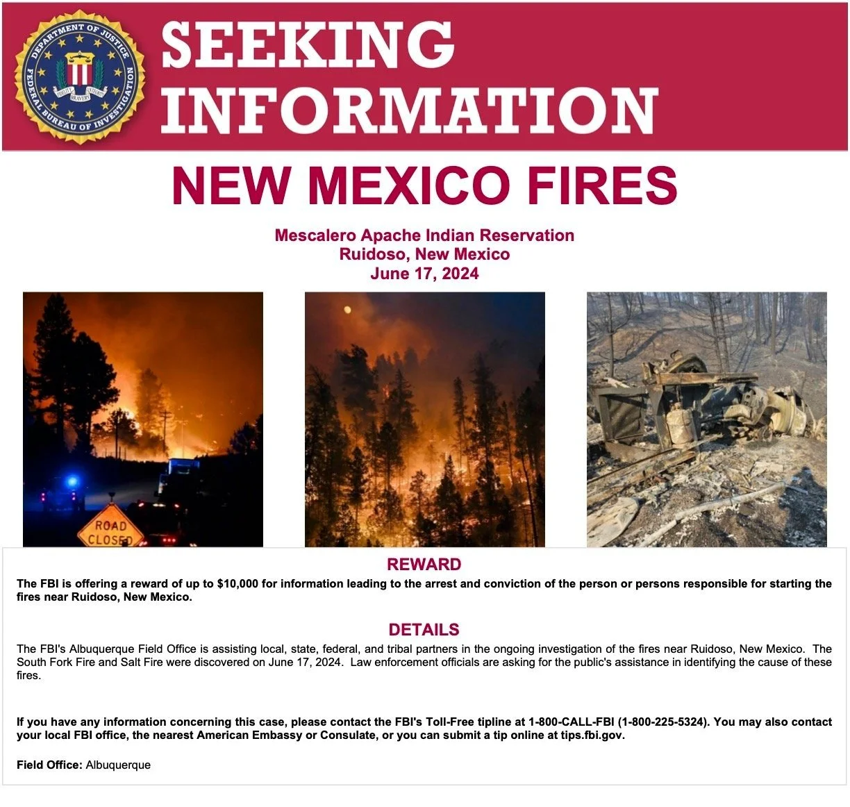 FBI offers up to $10,000 reward for information about cause of deadly ...