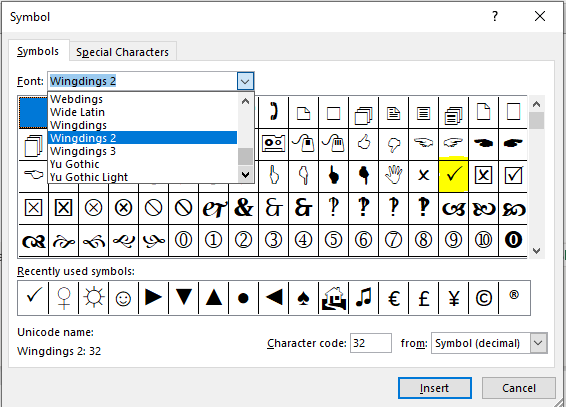 Insert a Check Mark Symbol — Excel Dashboards VBA