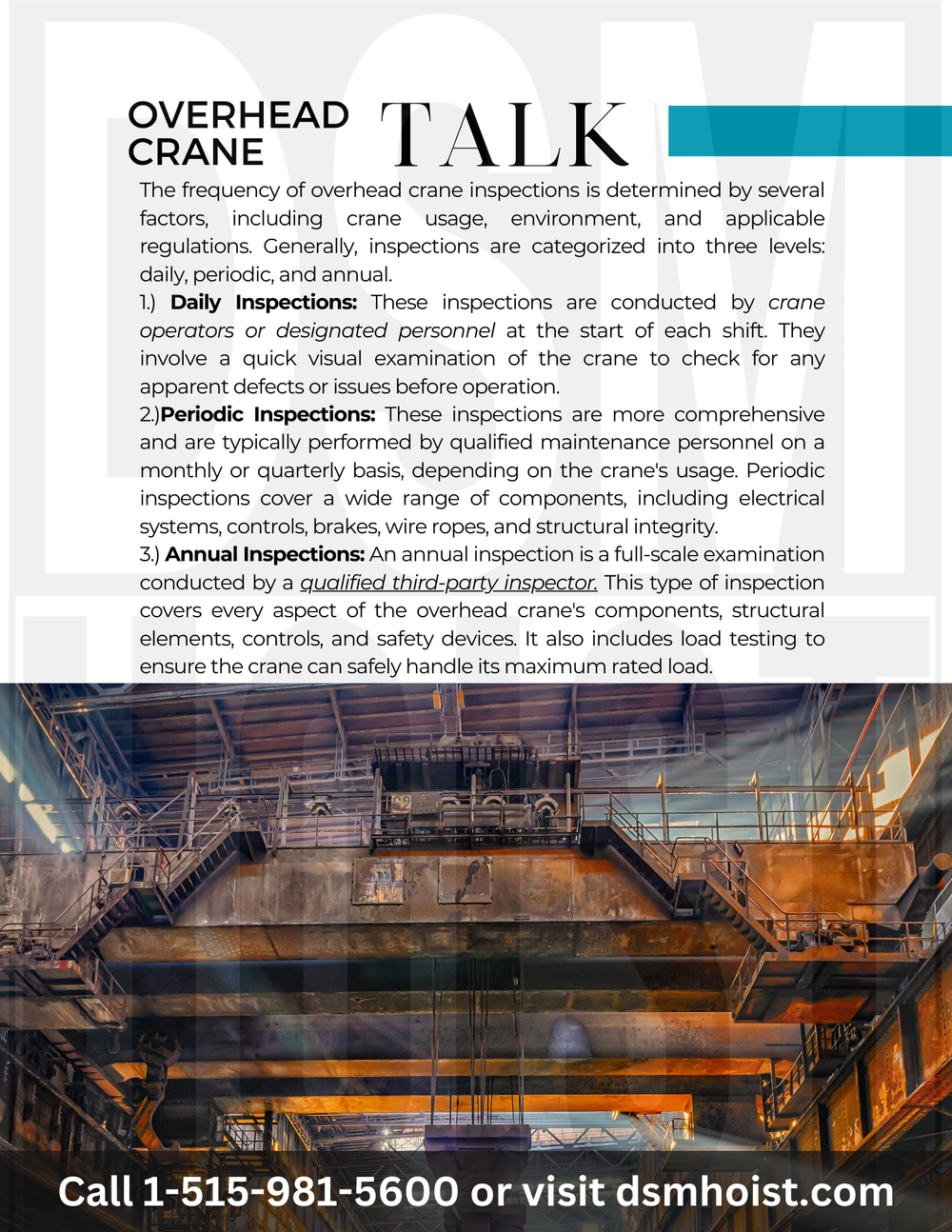Overhead Crane & Hoist Inspections — DSM Hoist