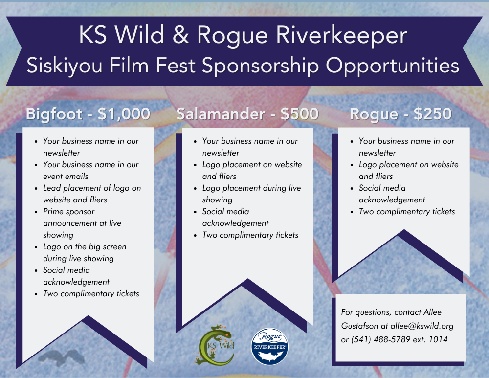 Become a sponsor or donor — KS Wild and Rogue Riverkeeper Film Festival ...