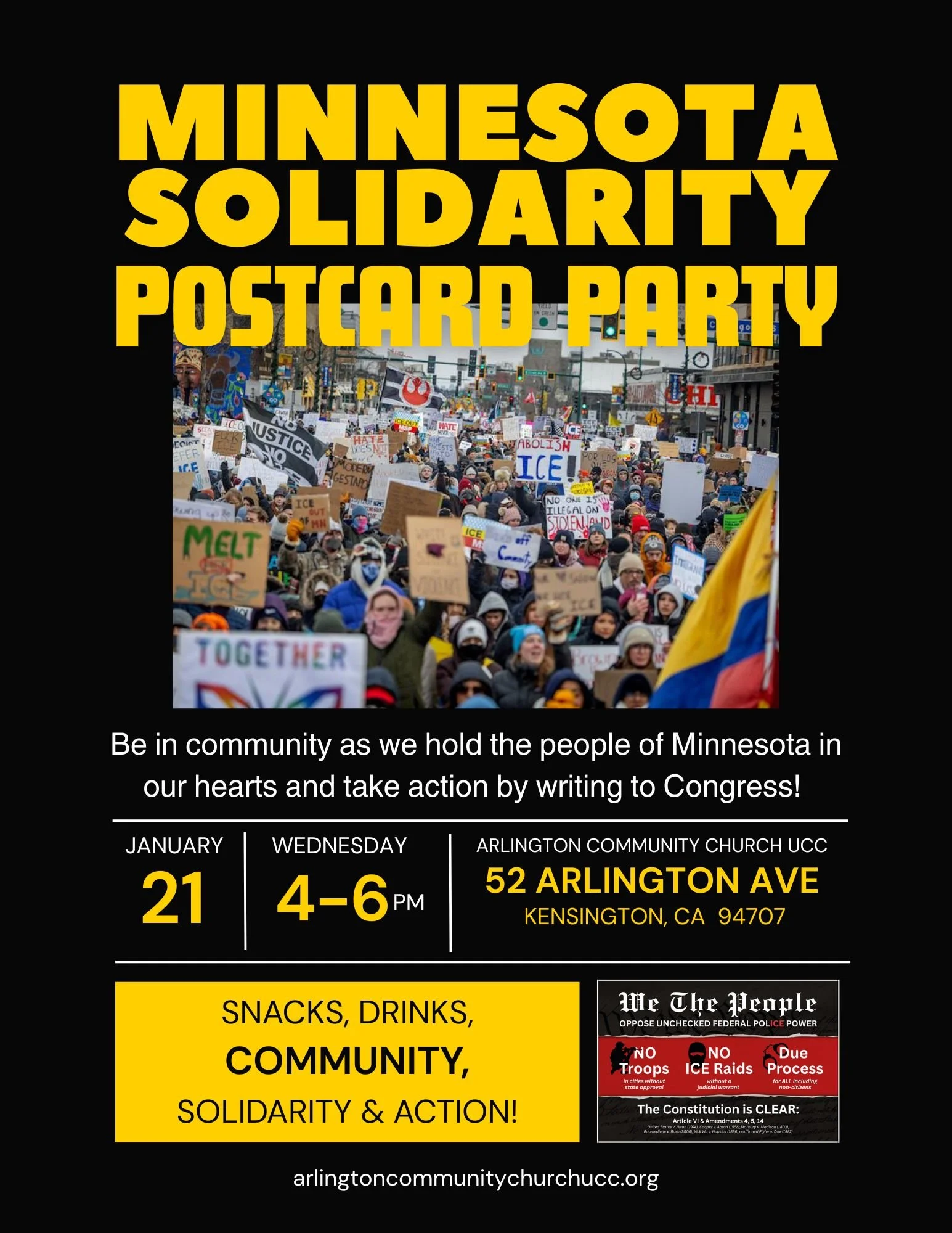 Minnesota Solidarity Postcard Party — Arlington Community Church
