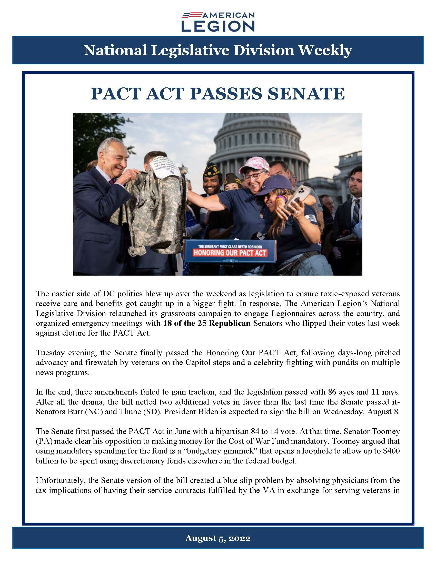 National Legislative Update — Hollywood Post 43 The American Legion