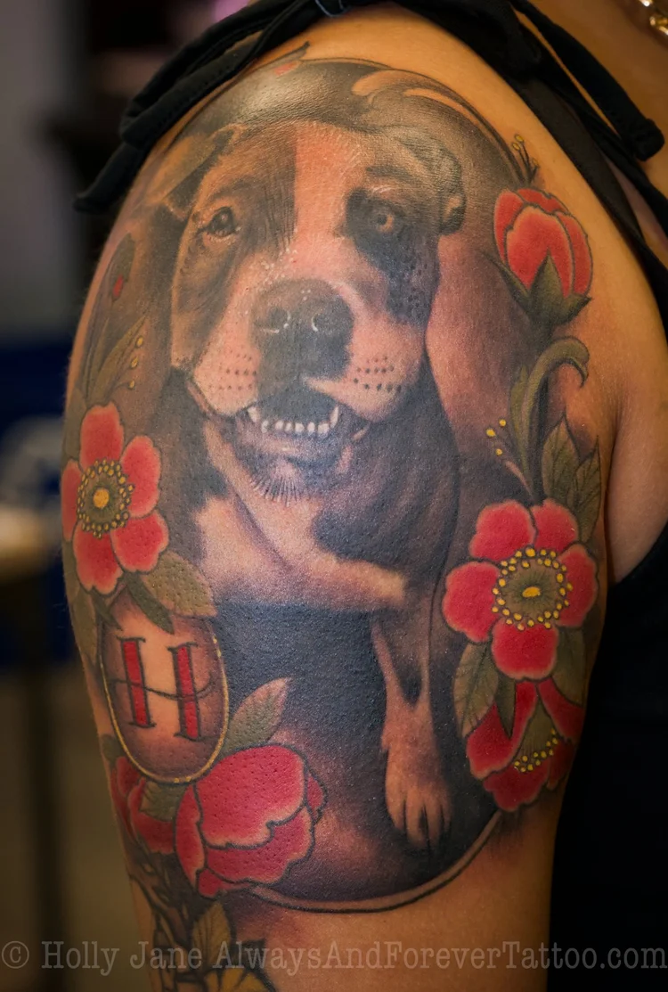 Pet Portrait Tattoos, Realistic Dog Portrait Tattoo Artist Near Me