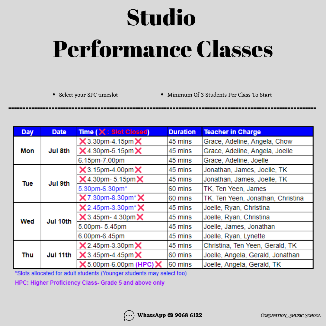 Studio Performance Classes — Coronation Music School