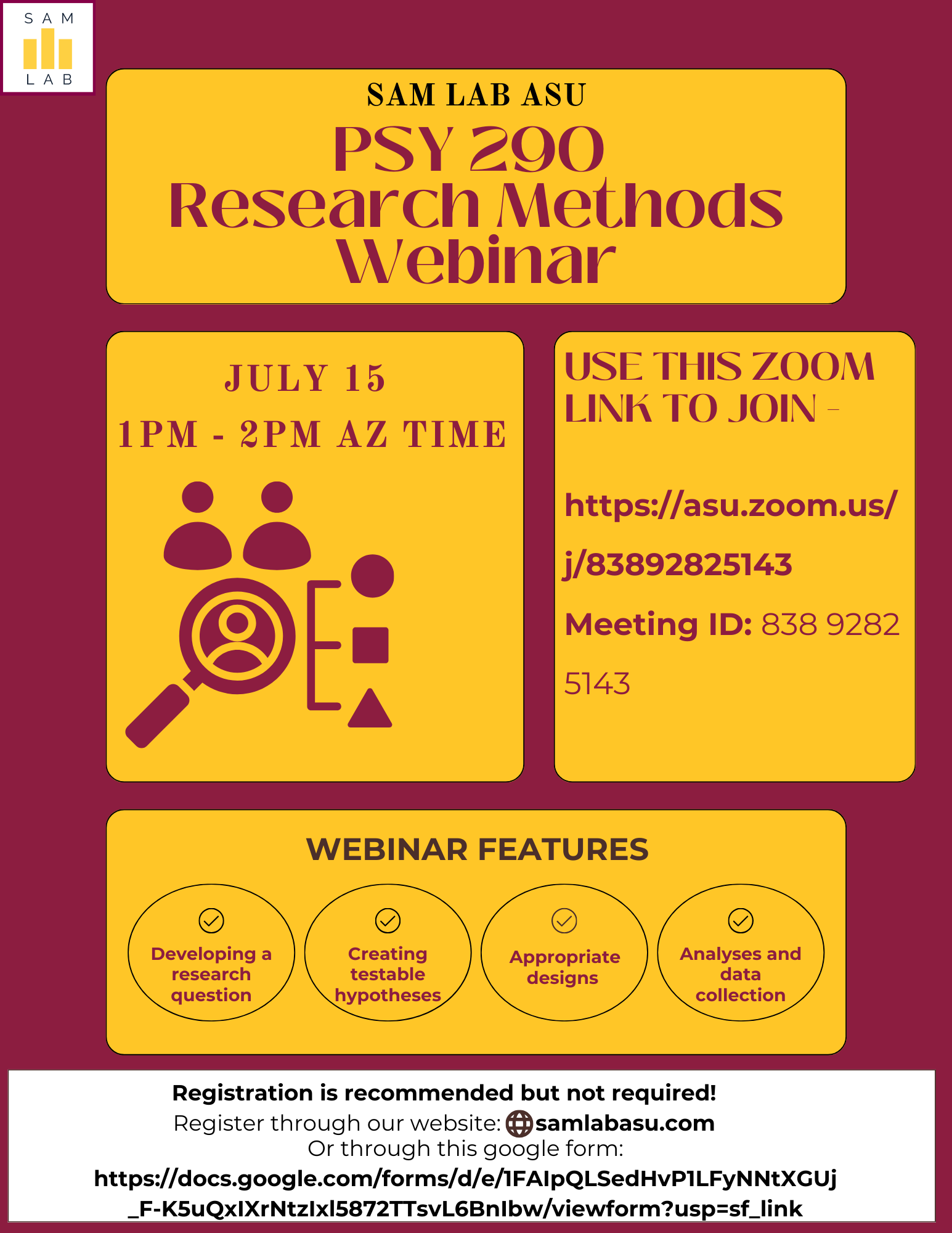 SAM Lab Webinars and Workshops — Statistics and Methods Lab