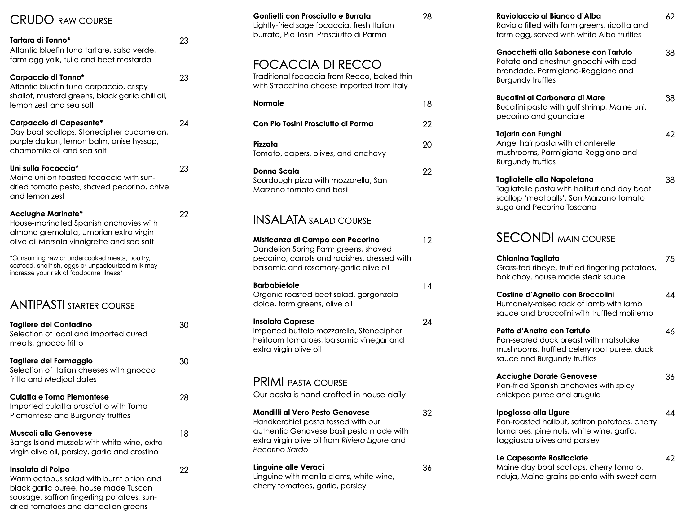 Menu — Solo Italiano Restaurant