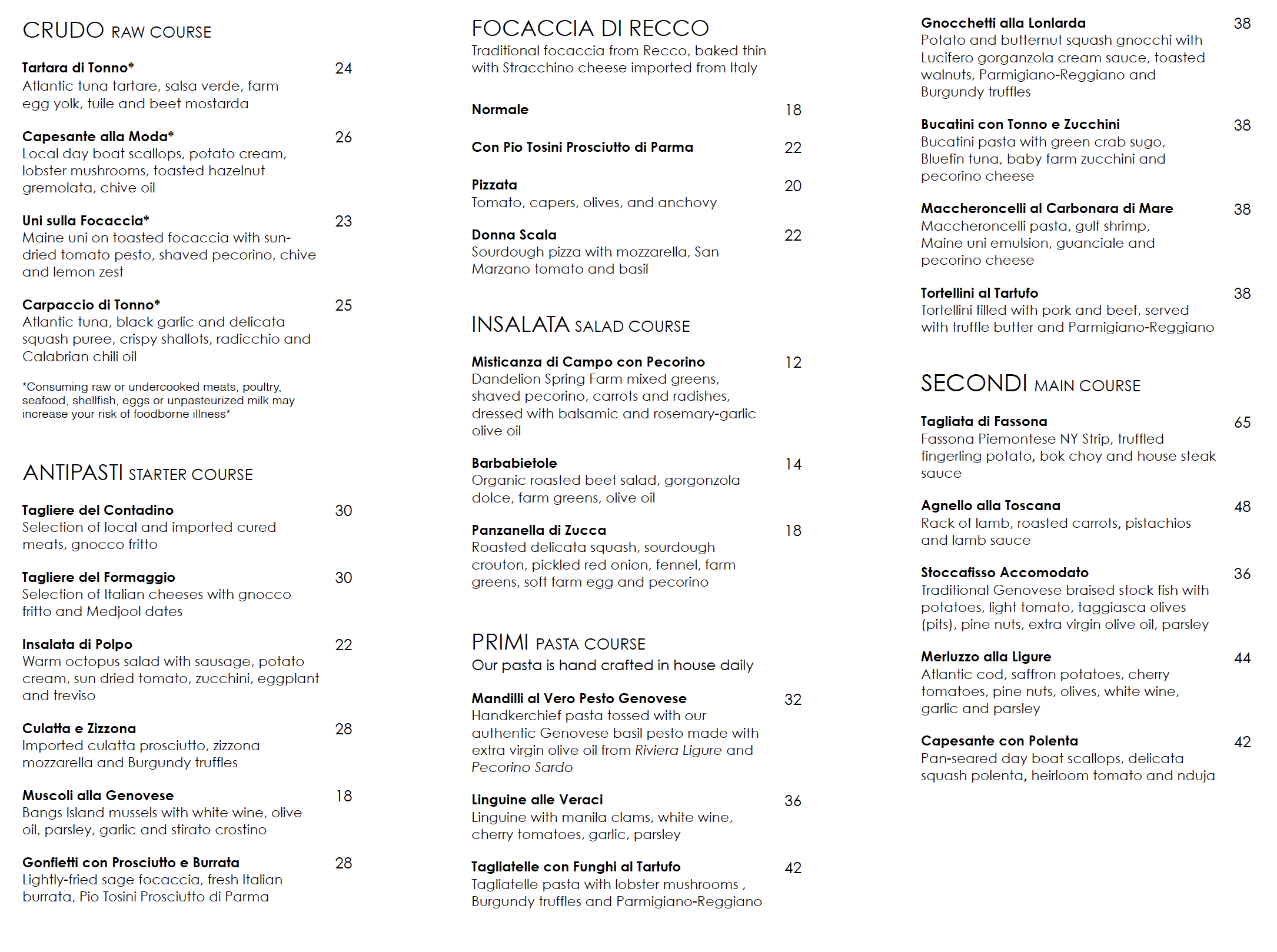 Menu — Solo Italiano Restaurant