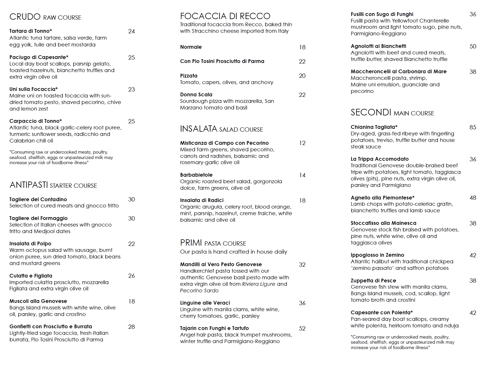 Menu — Solo Italiano Restaurant