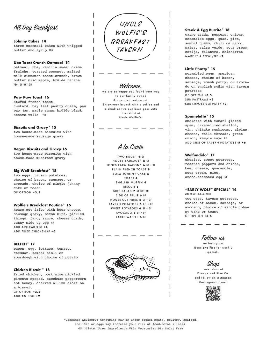 Menu — Uncle Wolfie's Breakfast Tavern