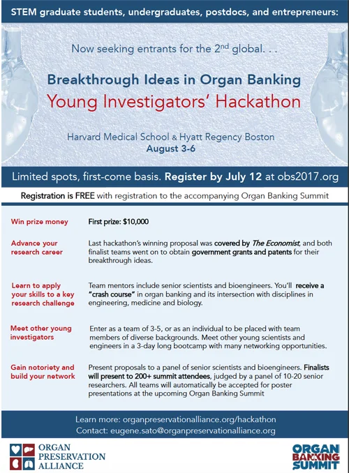 Hackathon Flyer — Organ Preservation Alliance