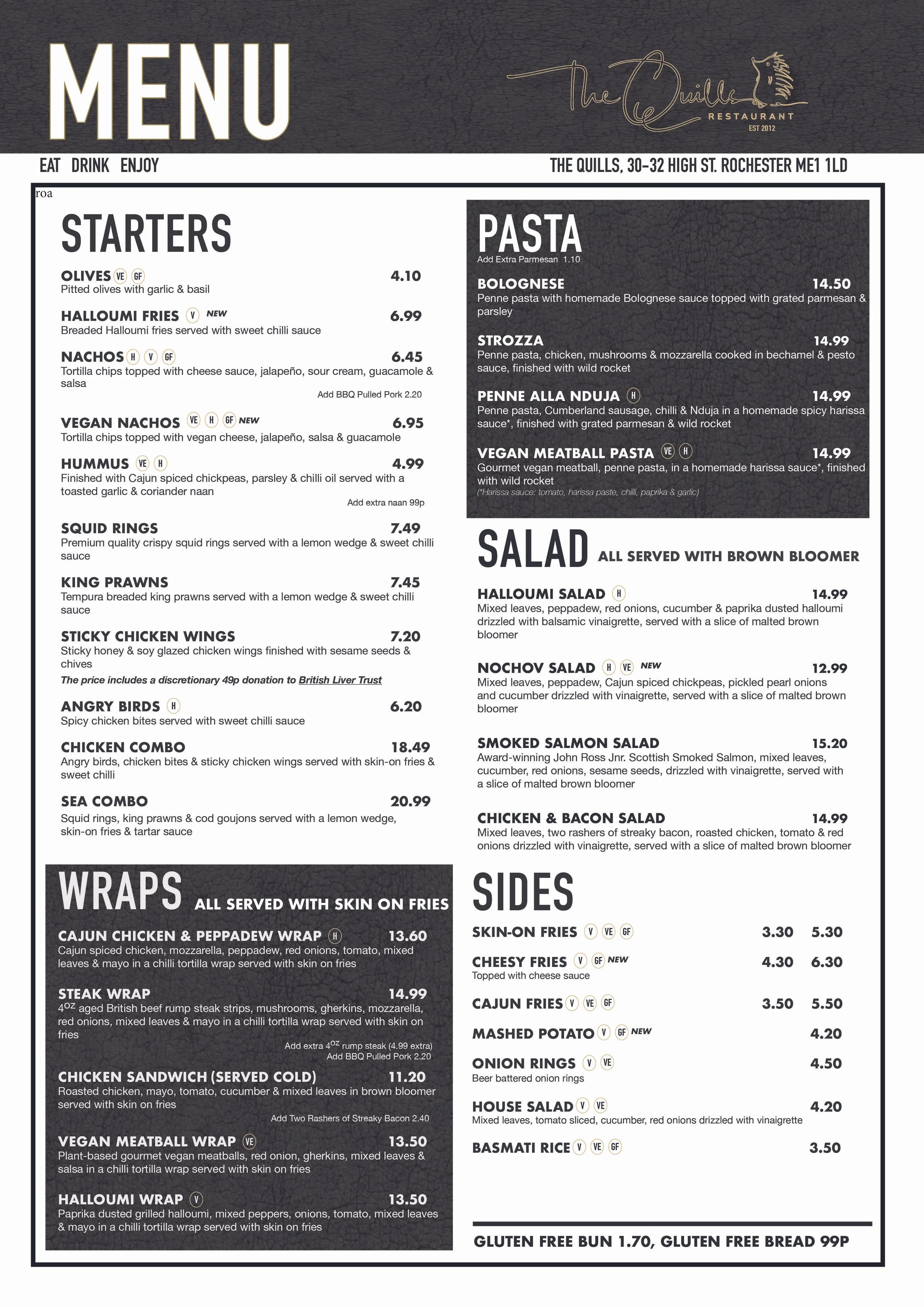 Breakfast & Main Menus — The Quills