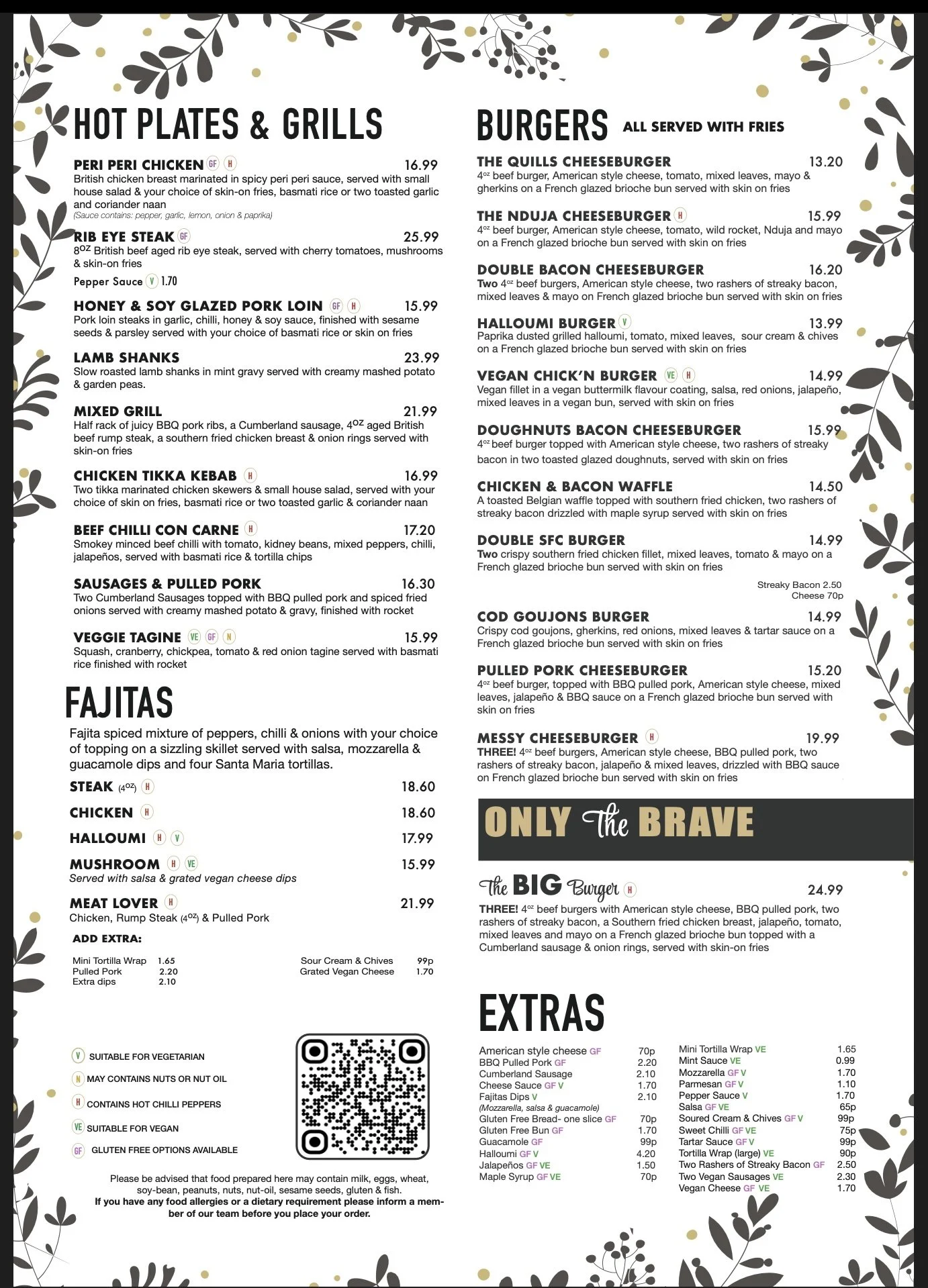 Breakfast & Main Menus — The Quills