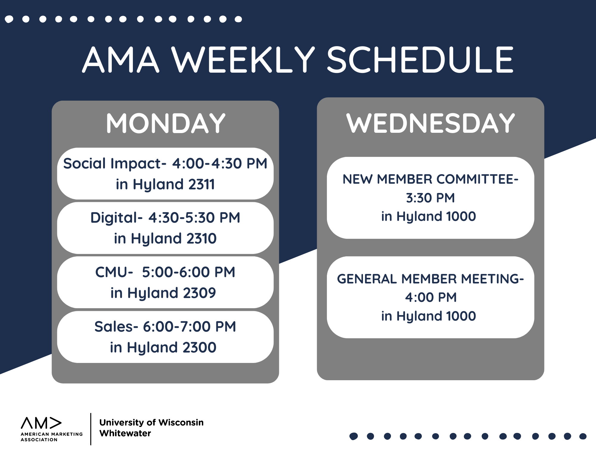 Fall 2023 Schedule — AMA Whitewater