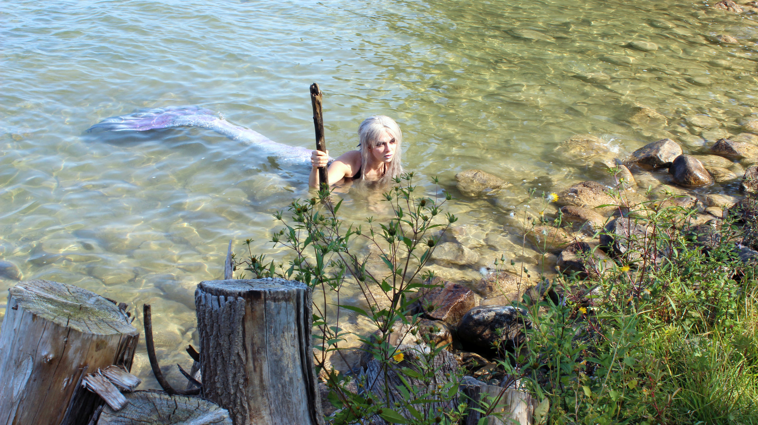 Mermaid Swimming In September The Last Swim Of The Season — The